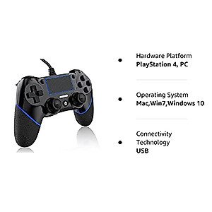 DIANVEN for PS4 Controller Wired for Playstation 4/Pro/Slim and PC Windows 10/8/7 with Double Vibration and Motion Motors for PS4 Wired Controller, Professional USB Controller for PS4 Remote