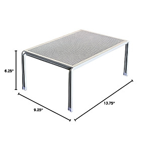 DecoBros Expandable Stackable Kitchen Cabinet and Counter Shelf Organizer,Silver