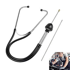 dawfall 1 PC Automotive Engine Stethoscope, Versatile Stainless Steel Mechanics Cylinder Stethoscope, Automotive Diagnostic and Measurement Tools, Universal for Most Cars (Black & Silver)