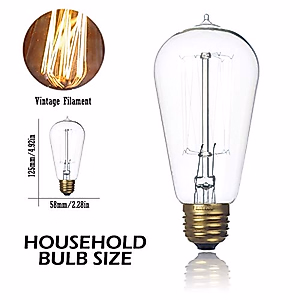 Jslinter 6-Pack Edison Light Bulb, Warm White 2200K Old Fashioned Incandescent Light, 60 Watt Dimmable ST58 Antique Vintage Style Light, Clear Glass e26 Base(60w/110v)