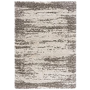 Safavieh Hudson Shag Collection Accent Rug - 2' x 3', Ivory & Grey, Abstract Design, Non-Shedding & Easy Care, 2-inch Thick Ideal for High Traffic Areas in Entryway, Living Room, Bedroom (SGH203A)