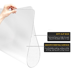 Awnour Clear Desk Mat, 34x17 inches, Clear Table Protector, Desk Protector Mat Clear, Desk Mats on Top of Desks, Clear Desk Protector, Transparent Desk Writing Mat with Mouse Pad for office & home