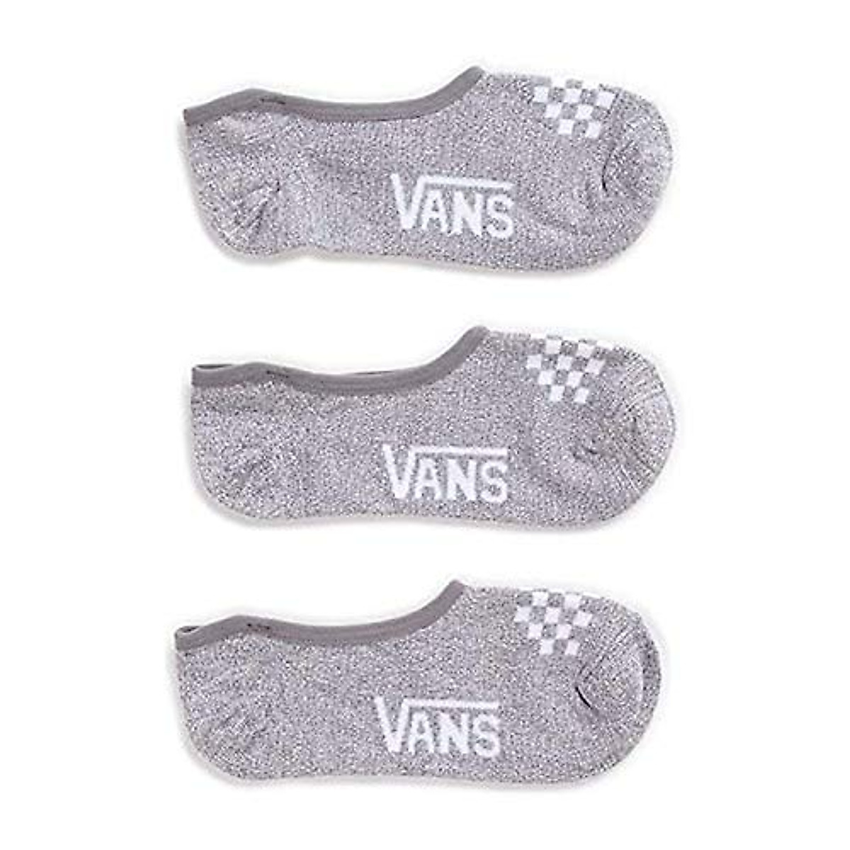 Vans Super No Show Socks - Women's and Girls (Grey/White Check, Womens Shoe Size 7-10)