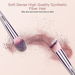 TEATTY Makeup Brush 18 Pcs Premium Synthetic Blending Foundation Blush Eyeshadow Concealers Face Powder Makeup Brushes Set 2 PCs Silicone Face Mask Brush&4 Blender Sponge&1 Brush Cleaner