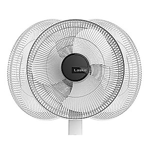 Lasko S16614 Oscillating 16″ Adjustable Pedestal Stand Fan with Timer, Thermostat and Remote for Indoor, Bedroom, Living Room, Home Office & College Dorm Use, 16 Inch, White