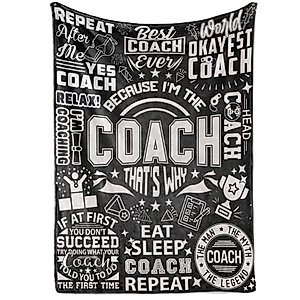 InnoBeta Coach Gifts for Men, Coach Flannel Blankets 50"x 65", Gift for Basketball Coach, Soccer Coach, Football Coach, Baseball Coach - Black - Because I'm The Coach That's WHY