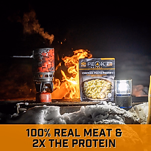 Peak Refuel Chicken Pesto Pasta| Premium Freeze Dried Camping Food | Backpacking & Hiking MRE Meals | Just Add Water | 100% Real Meat | 43g of Protein | 2 Serving Pouch