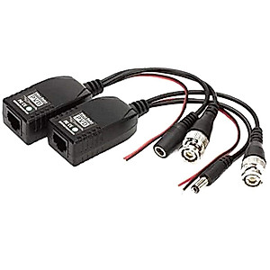 BeElion BNC to RJ45 CAT5 Video Power Balun with BNC Power Connector for CCTV PTZ Camera System,1 Pairs Transmitter Receiver