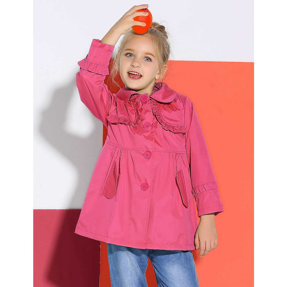 Arshiner Girl Kid Flower Waterproof Hooded Coat Jacket Outwear Raincoat