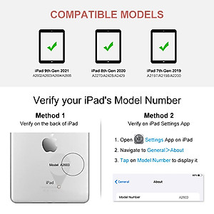 MMK® Keyboard Case for iPad 10.2 inch 9th Gen 2021,iPad 8th Generation 2020,iPad 7th Generation 2019,10 Color Backlit 360 Rotatable Wireless Detachable Bluetooth Keyboard Cover Tablet Case