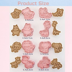 Crethinkaty Animals Cookie Cutter Set,8 Pcs Plastic Cookie Stamps Cartoon Fun Biscuit Moulds Fondont Decoration