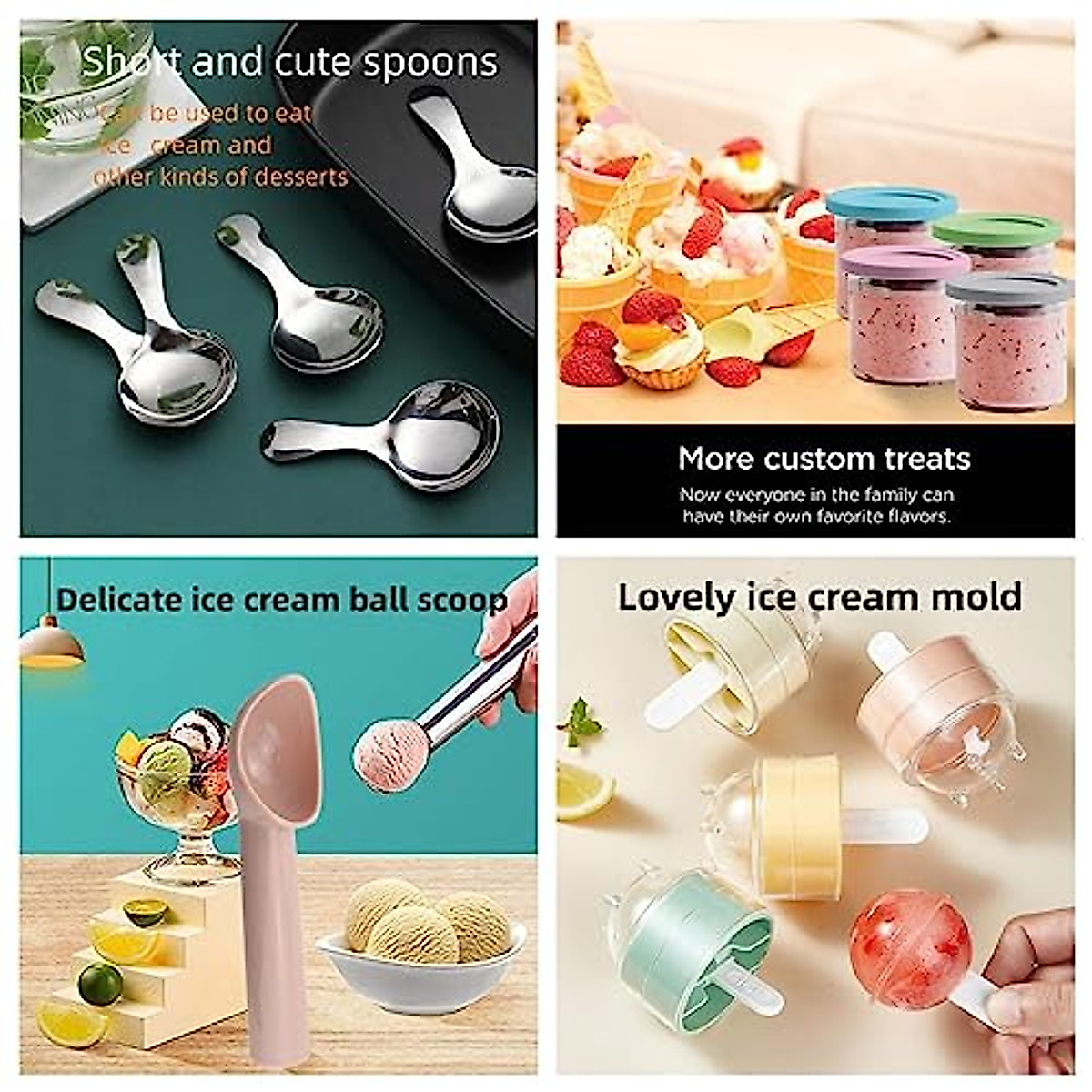 Containers Replacement for Ninja Creami Pints and Lids - 4 Pack, Extra Sets,16oz Cup Compatible with NC301 NC300 NC299AMZ Series Ice Cream Maker, BPA Free Dishwasher Safe Leak Proof