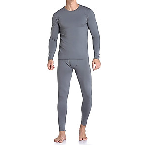 WEERTI Thermal Underwear for Men Long Johns with Fleece Lined, Base Layer Men Cold Weather Top Bottom Grey