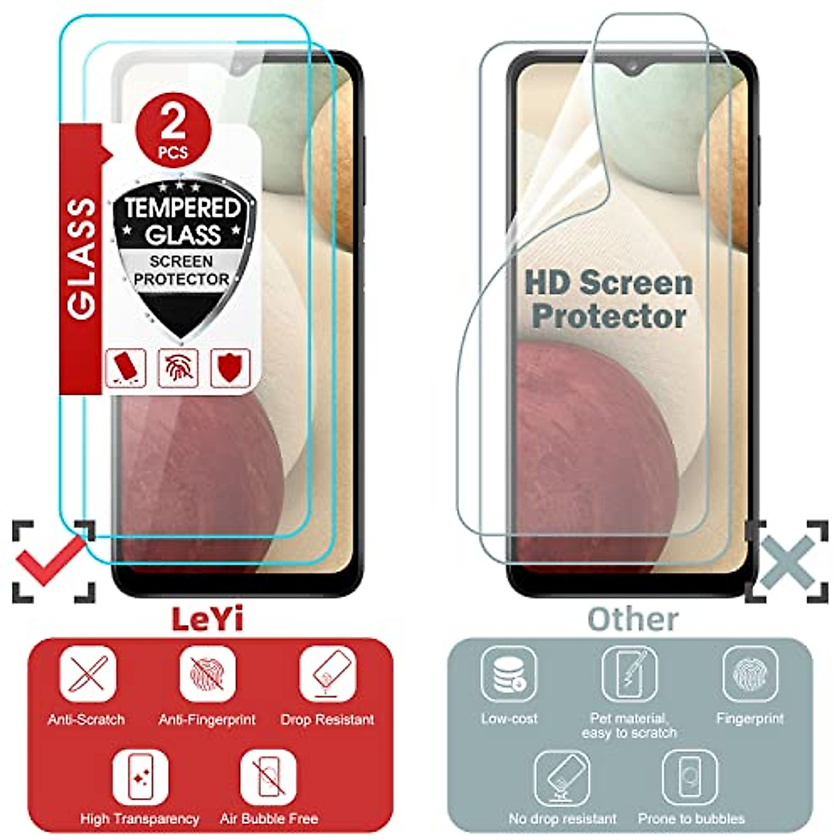 LeYi for Samsung Galaxy A12 Case, Samsung Galaxy A12 Phone Case with [2 Pack] Tempered Glass Screen Protector, [Military-Grade] Ring Kickstand Phone Case for Samsung A 12 5G, Black