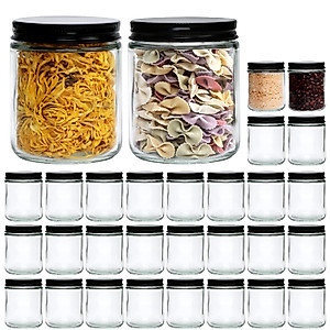 Encheng 8 OZ Glass Jars with Metal Lids,Clear Round Empty Candle Jars with Airtight Lids,Small Mason Canning Jars for Food,Candle,Honey,Candy,30 Pack.