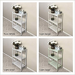 Anthology Spa Asta 3-Tier Free Standing Rectangular Bathroom Utility Storage Shelf Rack, Powder-Coated Metal Storage Shelf Stand, B301 (Light Sage), 22 inch W x 11 inch D x 35 inch H