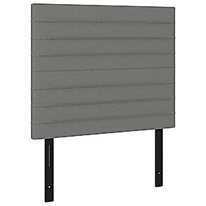 vidaXL Box Spring Bed with Mattress and LED Bedroom Upholstered Single Bed Frame Base Mattress Protector Foam Topper Dark Gray Twin XL Fabric