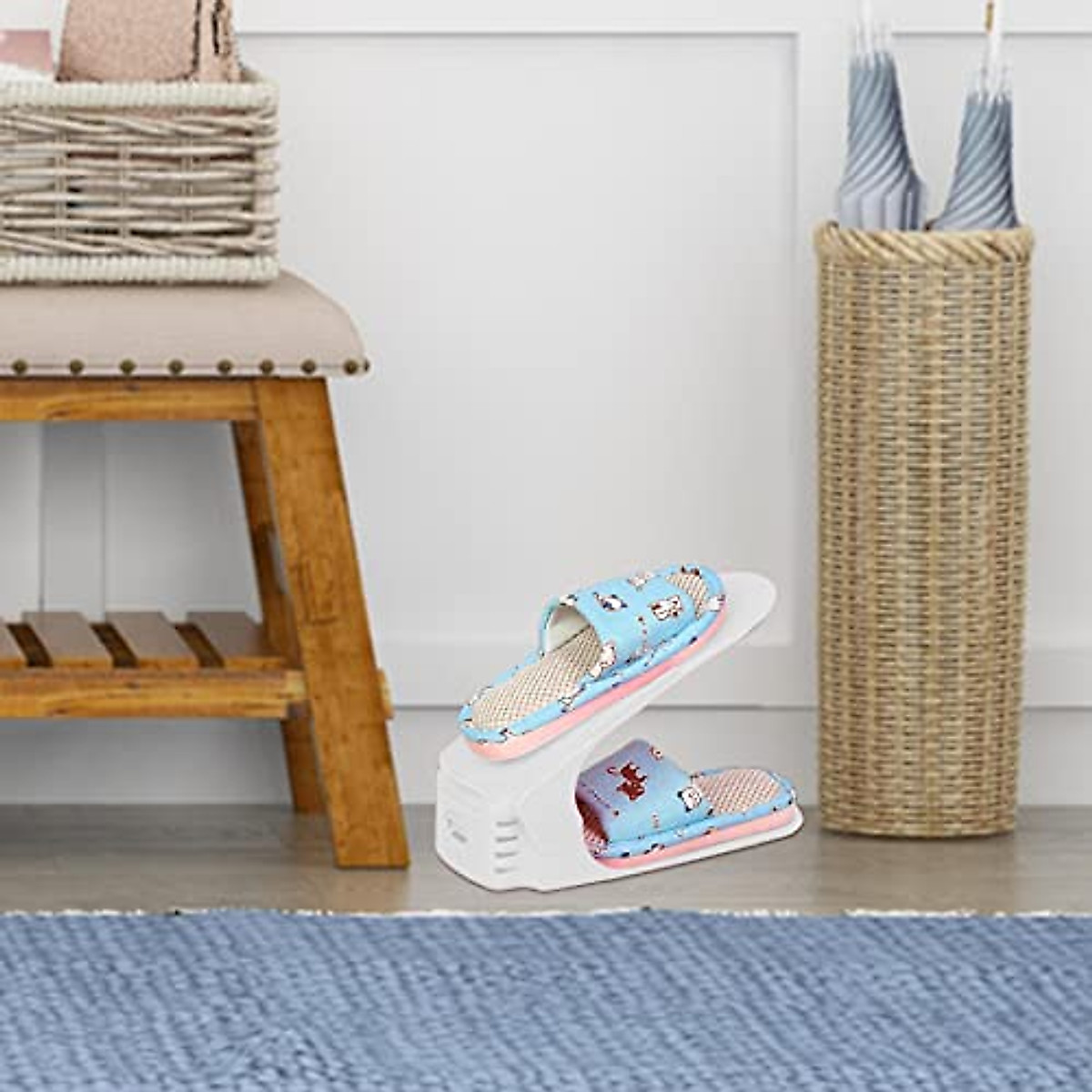 Shoe Slots - Space-Saving Double Layer Shoe Organizer Rack for Closet | 3-Level Shoe Rack Thickened Holder Storage Space Saver Yuxun