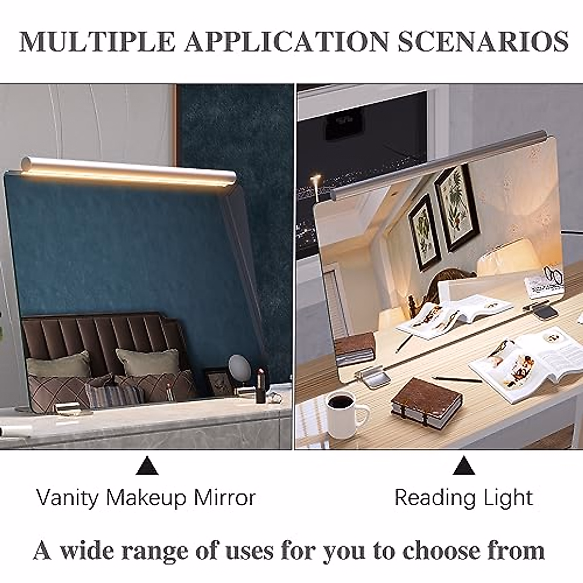 LETSFIELD Silver Lighted Vanity Mirror, LED Lighted Makeup Mirror with Aluminum Stand, Smart Touch Control, 3 Colors Lights