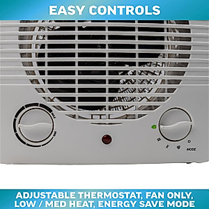 Comfort Zone Indoor Space Heater, Portable, Fan Forced, Electric, Adjustable Thermostat, Overheat Sensor, Safety Tip-Over Switch, & Stay Cool Housing, Ideal for Home, Bedroom, & Office, 1,500W, CZ35E