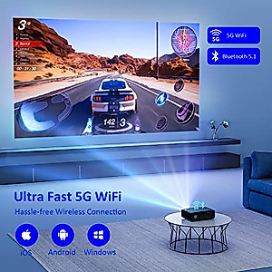 NexiGo PJ20 Outdoor Projector, 350 ANSI Lumens, Movie Projector with WiFi and Bluetooth, Native 1080P, Dolby_Audio Sound Support, Compatible w/TV Stick,iOS,Android,Laptop,Console