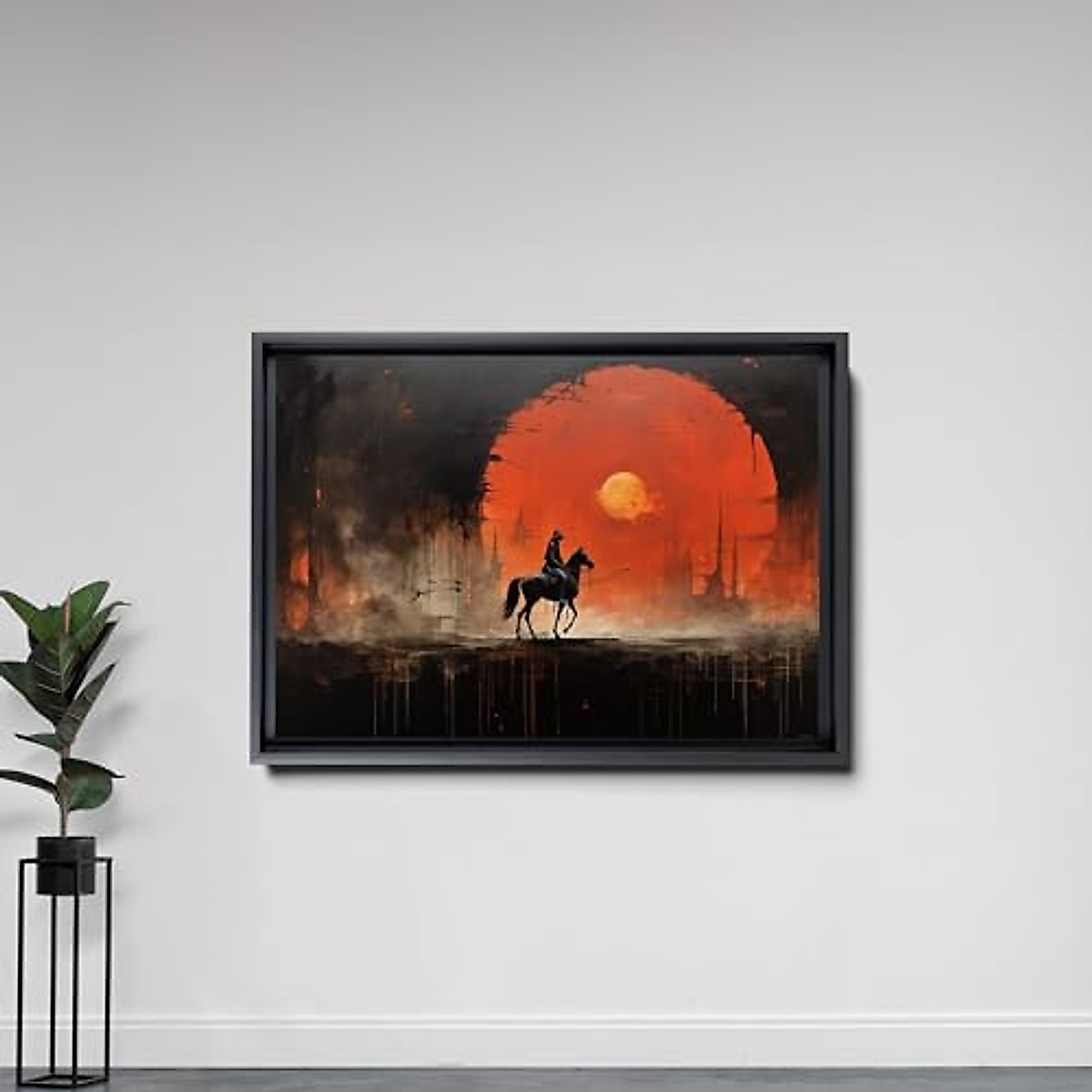 Majestic Black Stallion Galloping In The Clouds, Black Horse On Salt Flats, Canvas Print, Black Horse Print, Black Horse Wall Art