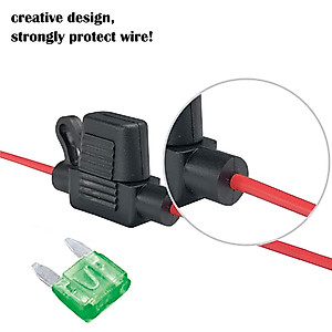 VANTRONIK Waterproof Inline Fuse Holder 5 Pack for Mini Fuse,18 Gauge AWG Wire UL1015, Fit for Mini Blade Fuse, 12 Inches Long