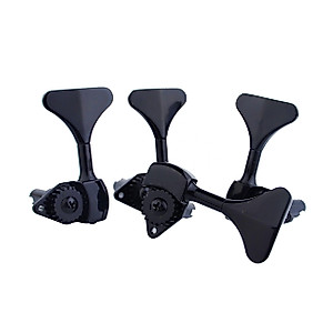 Guyker Bass Machine Head (2R + 2L) - 1:20 Ratio Open Gear Tuners Tuning Key Pegs Replacement for Electric Jazz Guitar Bass or Precision Instruments - black