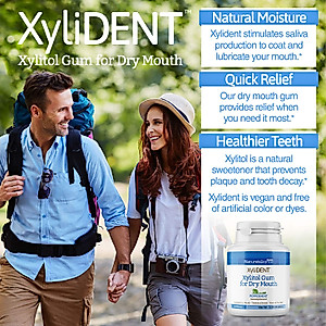 XyliDENT Xylitol Gum for Dry Mouth Relief - Stimulates Saliva, Freshens Breath, Reduces Acid Production, Fast Acting Relief, 50 Count (Peppermint)