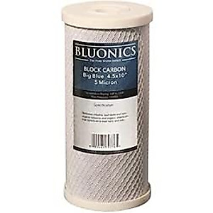 BLUONICS Sediment & Carbon Block Replacement Water Filters 4pcs (5 Micron) 4.5" x 10" Whole House Cartridges for Rust, Iron, Sand, Dirt, Sediment, Chlorine, Insecticides and Odors