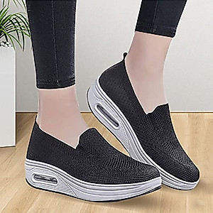 Women's Orthopedic Sneakers, 2023 New Orthopedic Walking Shoes Sandals with Arch Support, Premium Fashion Platform Sneaker Comfortable Walking Shoes for Ladies, Black, 7.5 US