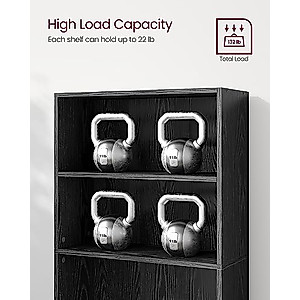 VASAGLE Bookshelf, 5-Tier Open Bookcase with Adjustable Storage Shelves, Floor Standing Unit, Black ULBC165T56