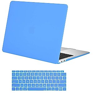 MOSISO Compatible with MacBook Air 13 inch Case 2022 2021 2020 2019 2018 Release A2337 M1 A2179 A1932 Retina Display with Touch ID, Plastic Hard Shell Case & Keyboard Cover Skin, Bright Blue