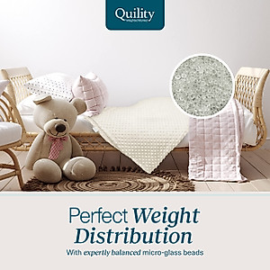 Quility Weighted Blanket for Kids & Toddlers - 5 LB Kids Weighted Blanket for Cooling & Heating - 100% Cotton Blanket w/Glass Beads, Machine Washable - 36"x48", Ivory