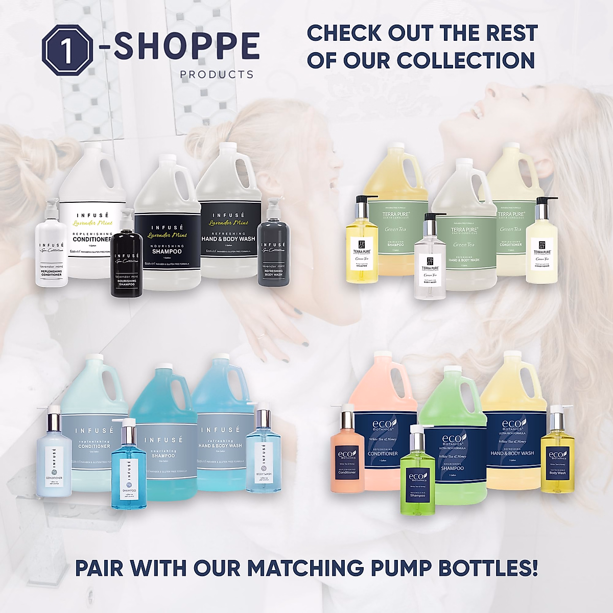 1-Shoppe Terra Pure Eco Botanics Natural Shampoo with Raw Honey & White Tea | Gallon Jug Bulk Toiletries for Airbnb, Vacation Rentals, and Home Bathroom | Refill for Soap Dispensers