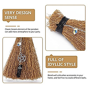 Halloween Mini Broom DIY Handmade Simulation Wizard Branch Broom Model Pendant Jewelry Making Accessories for Kids Khaki
