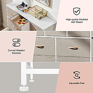 Bigroof Dresser with Drawers, Storage Organizer Fabric Drawers for Bedroom Bathroom-Steel Frame Wood Top Fabric Bins for Clothing Blankets Plush Toy