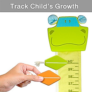 I'm Wood and Fabric Wall Growth Chart, Height Measurement, Scale, Ruler for Kids (Hippo)