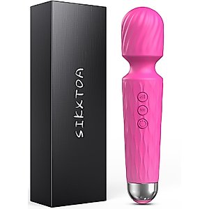 SIKXTOA Vibrator Wand, G Spot Female Adult Sex Toys, Vibrators for Her, Wand Massager, Clit Stimulator Sex Toy, Dildo, with 8 Speeds of Pleasure & 20 Patterns, Powerful, Waterproof (Rose)