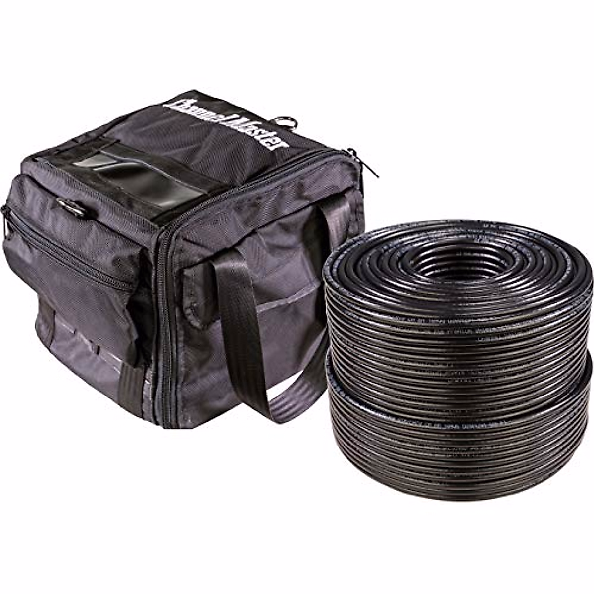 Channel Master Coax+ Coaxial Cable & Tool Bag System - 500 FT Premium-Grade RG6 Coaxial Cable, Enhanced Tri-Shield Construction Reduces RF Interference and TV Reception Issues, Indoor/Outdoor (Black)