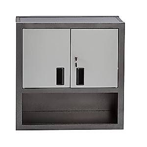 ROCKPOINT Buttom Open Drawer Wall Foldable Storeage Cabinets with Doors，Garage Storage Cabinet 2 Shelves & Locker,Metal Grey