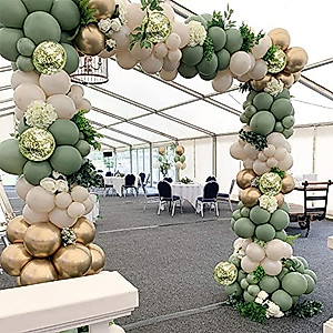 Sage Green Gold Balloons Garland Kit,130 pcs Olive Green Gold Confetti Blush Balloons Arch for Birthday Baby Shower Bridal Shower Engagement Wild One Party Decor