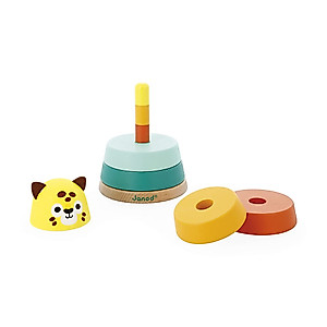 Janod - Tropik Jaguar Stacking Toy - 5 Stackable Pieces - 1 Year + J08261