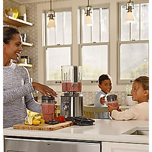 GE 5-Speed Blender + (2) 16 Ounce Blender Cups | Kitchen Essentials Blender for Shakes, Smoothies & More | Large 64 oz Tritan Jar, 8-10 Servings | Stainless Steel Blades & Exterior Finish | 1000 Watts