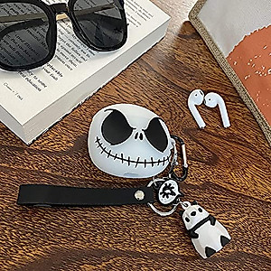 CCXNAS Compatible with Airpods Case Cover with Keychain, Halloween Luminous Skull for Airpods 2nd & 1st Cases, Soft Silicone Cute Funny Anime Case for Apple Airpods 2/1