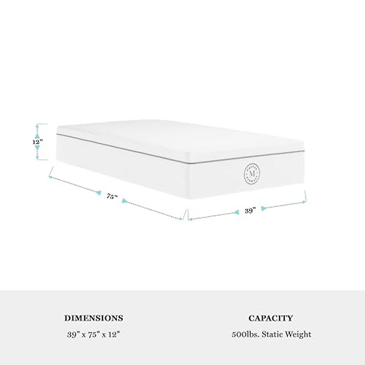 Martha Stewart SleepComplete Twin Mattress in a Box, Firm Pocket Spring and Foam Hybrid Mattress, Dual-Action Cooling, 5-Way Zoning, Coolweave Cover, 12 ", White