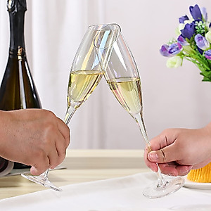 DORELINA Champagne Flutes, Slanted Champagne Glasses Set of 2, 100％Lead Free Quality Hand Blown Classy Modern Champagne Flutes, Best Gift for Birthday Wedding and Christmas