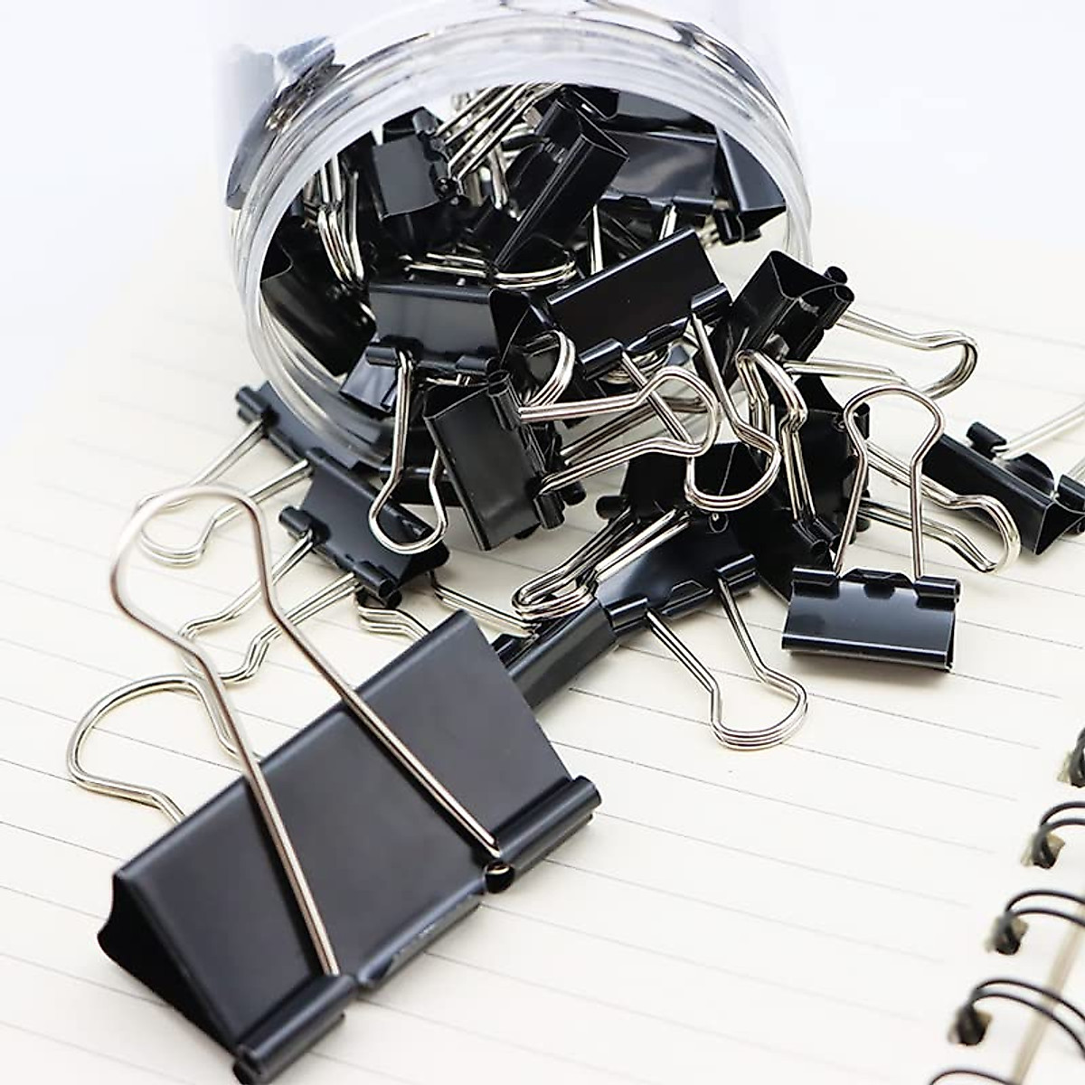 Otylzto 120Pcs Binder Clips Assorted Size, Office Clips with Clear Storage Container, Bulldog Clips, Paper Clips, Office Supplies