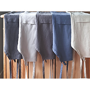 LK PureLife Stonewashed 100% French Linen Apron-Adjustable with Pockets for Women Men-Natural Linen