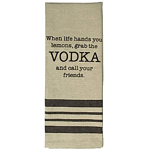 fillURbasket Funny Kitchen Towels with Sayings Fun Dish Towels Set with Wine Alcohol Drinking Theme Man Cave Gift 5 Flour Sack Towels for Bar Kitchen Decor Dish Drying 16x28 Cotton